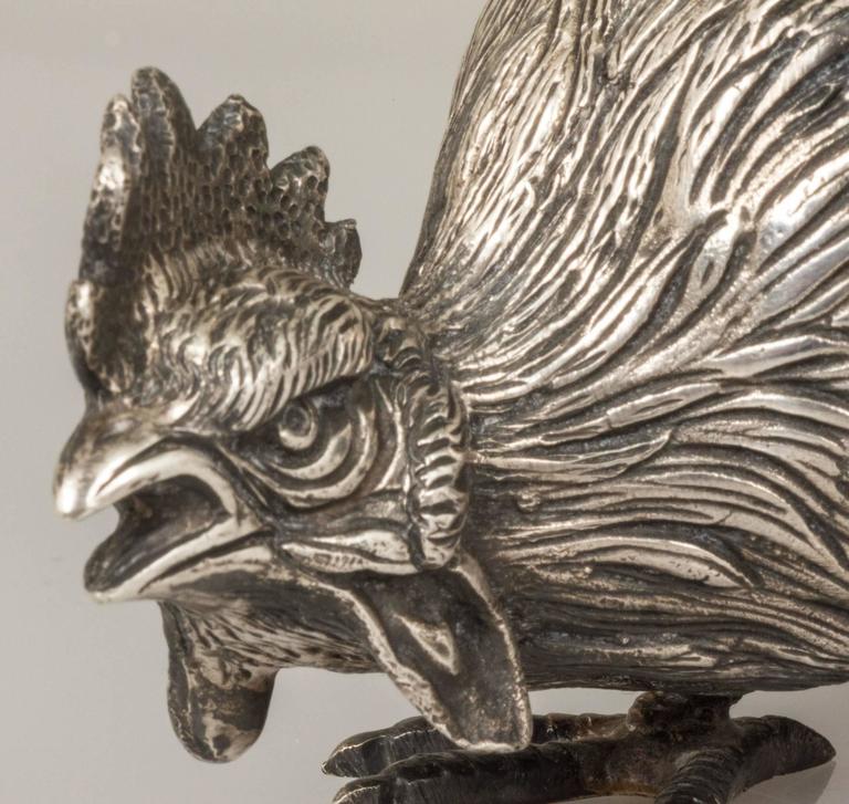 Pair of Camusso Sterling Silver Fighting Roosters Sculpture at 1stDibs ...