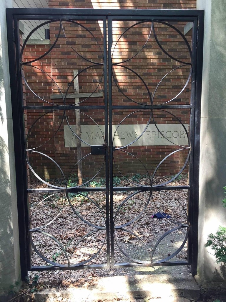 Large Midcentury Wrought Iron Architect Designed Garden Gate at 1stDibs