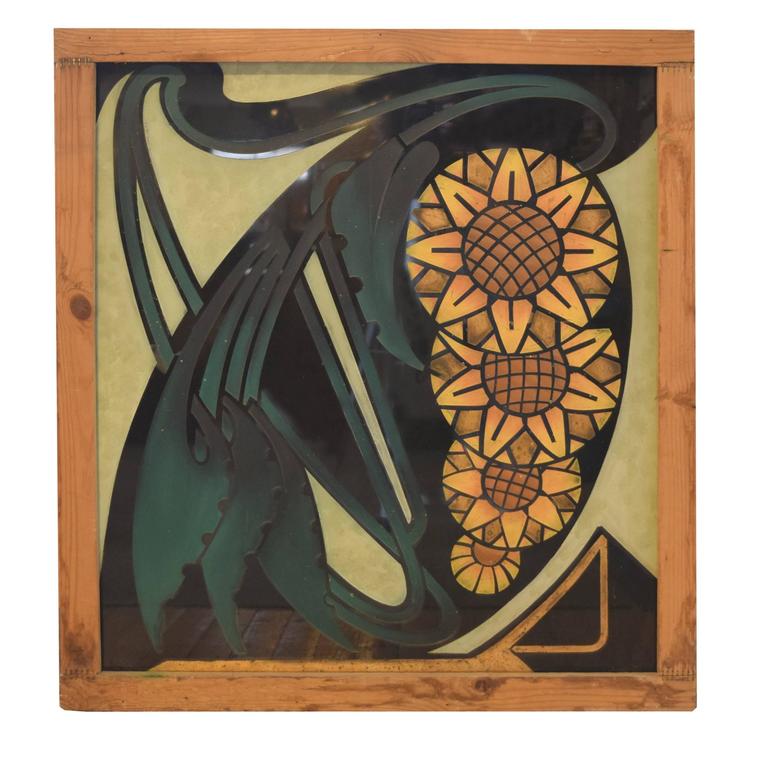 German Etched Glass Triptych Butcher Shop Sign at 1stDibs