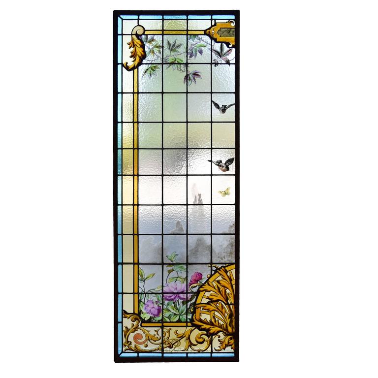 English Two-Panel Art Glass Window at 1stDibs