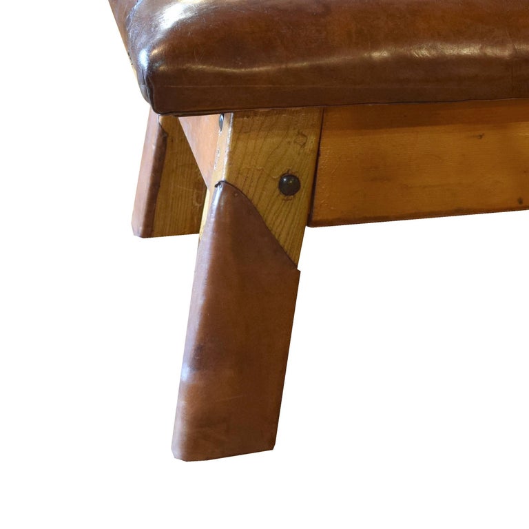 Wood and Leather Vaulting Bench For Sale at 1stDibs