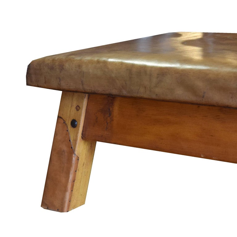 Wood and Leather Vaulting Bench at 1stDibs