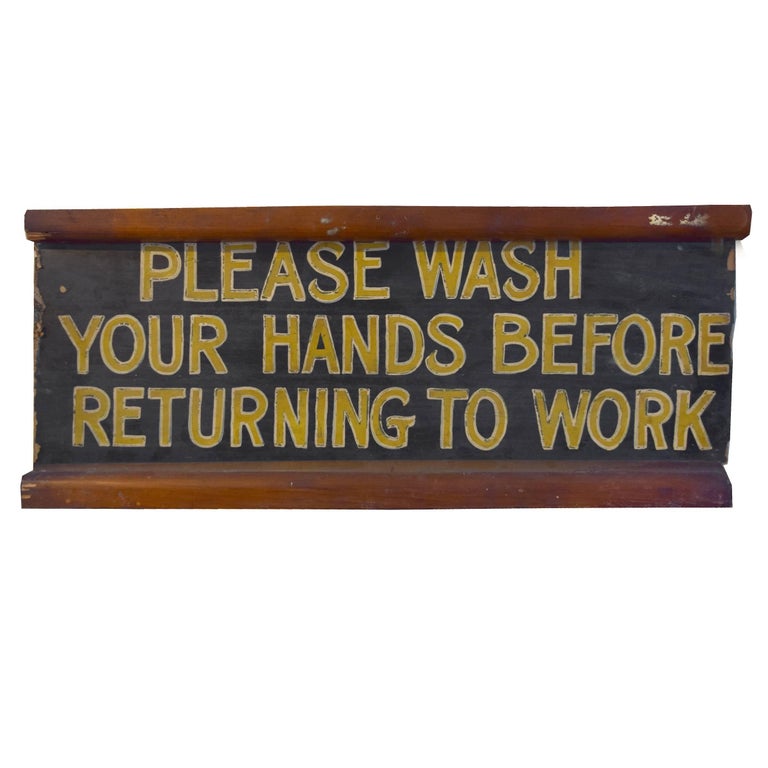 Wooden Bathroom Sign at 1stDibs