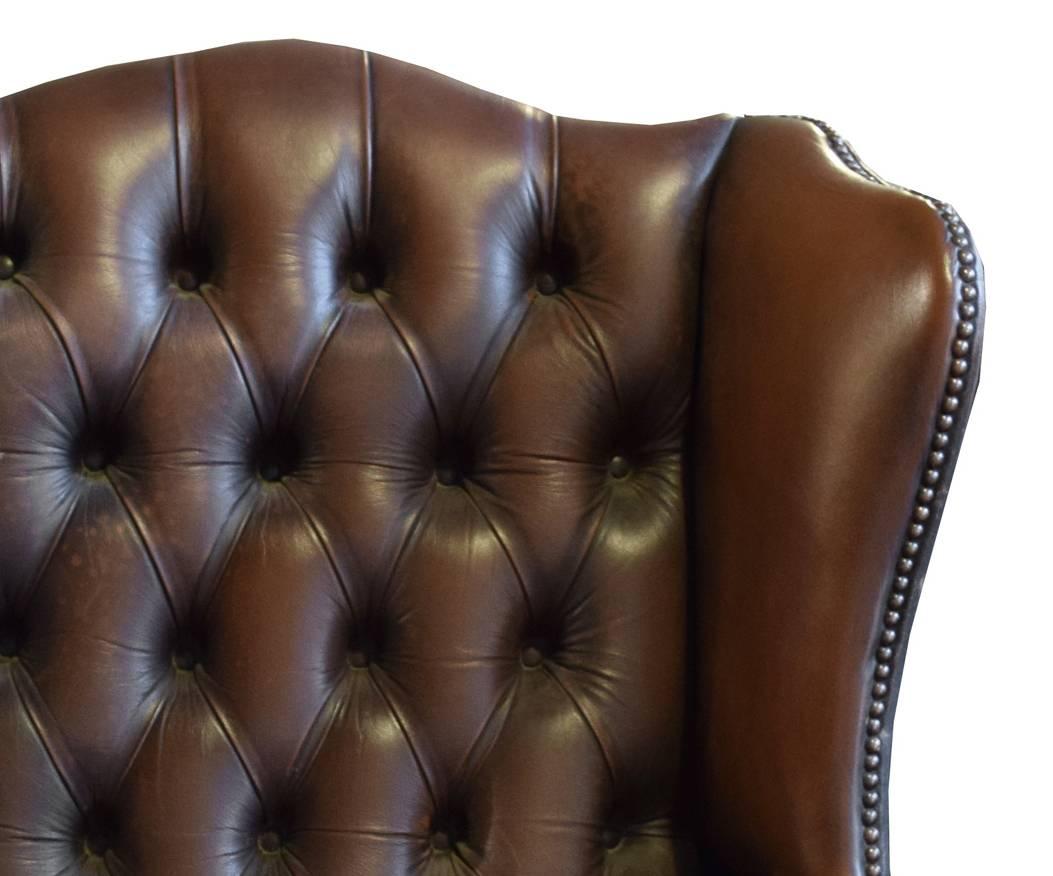 Tufted Leather Wing Chair at 1stDibs | tufted leather wingback chair
