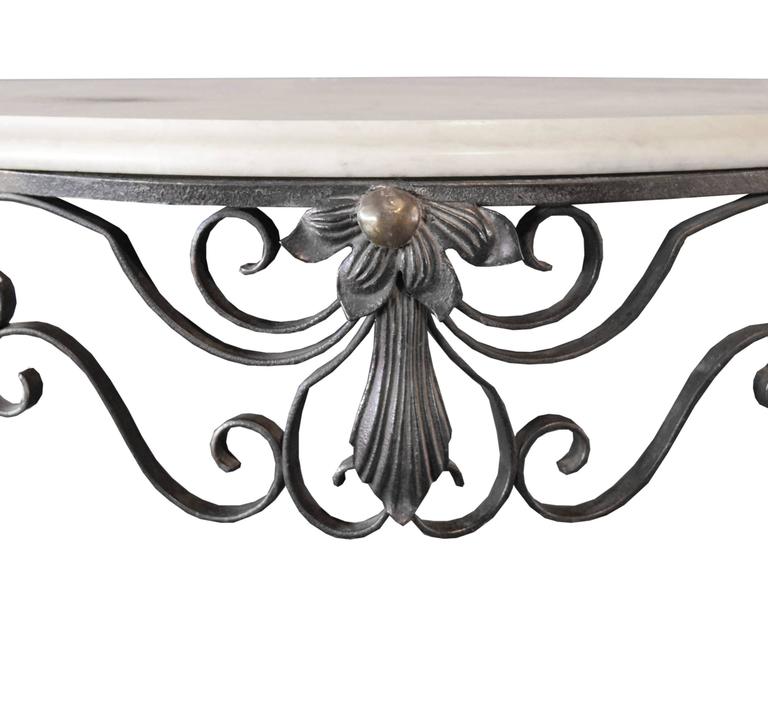Iron Wall Console with Marble Top at 1stDibs