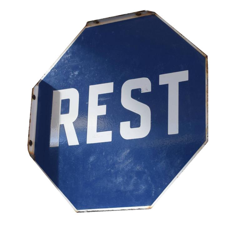 Enamel "REST" Sign at 1stDibs | rest sighn