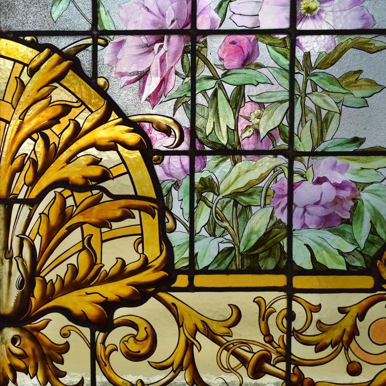 English Two-Panel Art Glass Window at 1stDibs