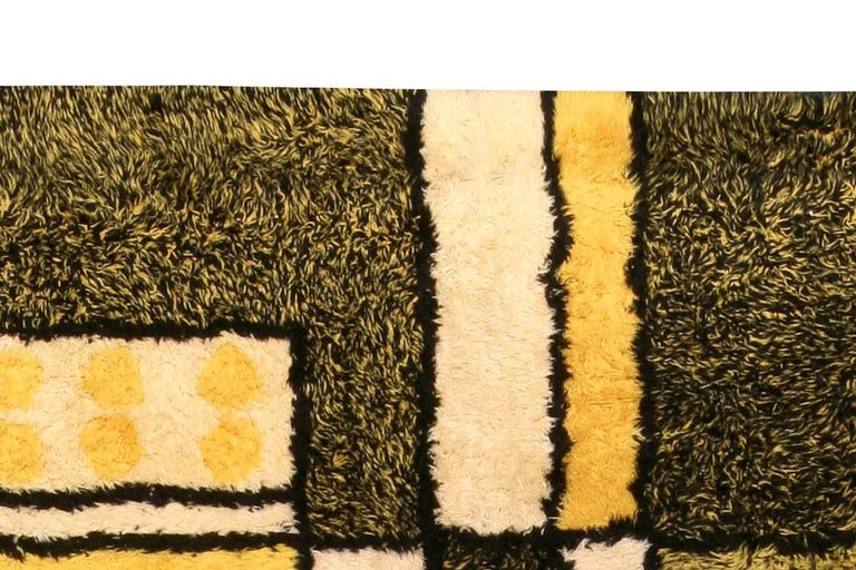Yellow Vintage Modernist Rug at 1stDibs