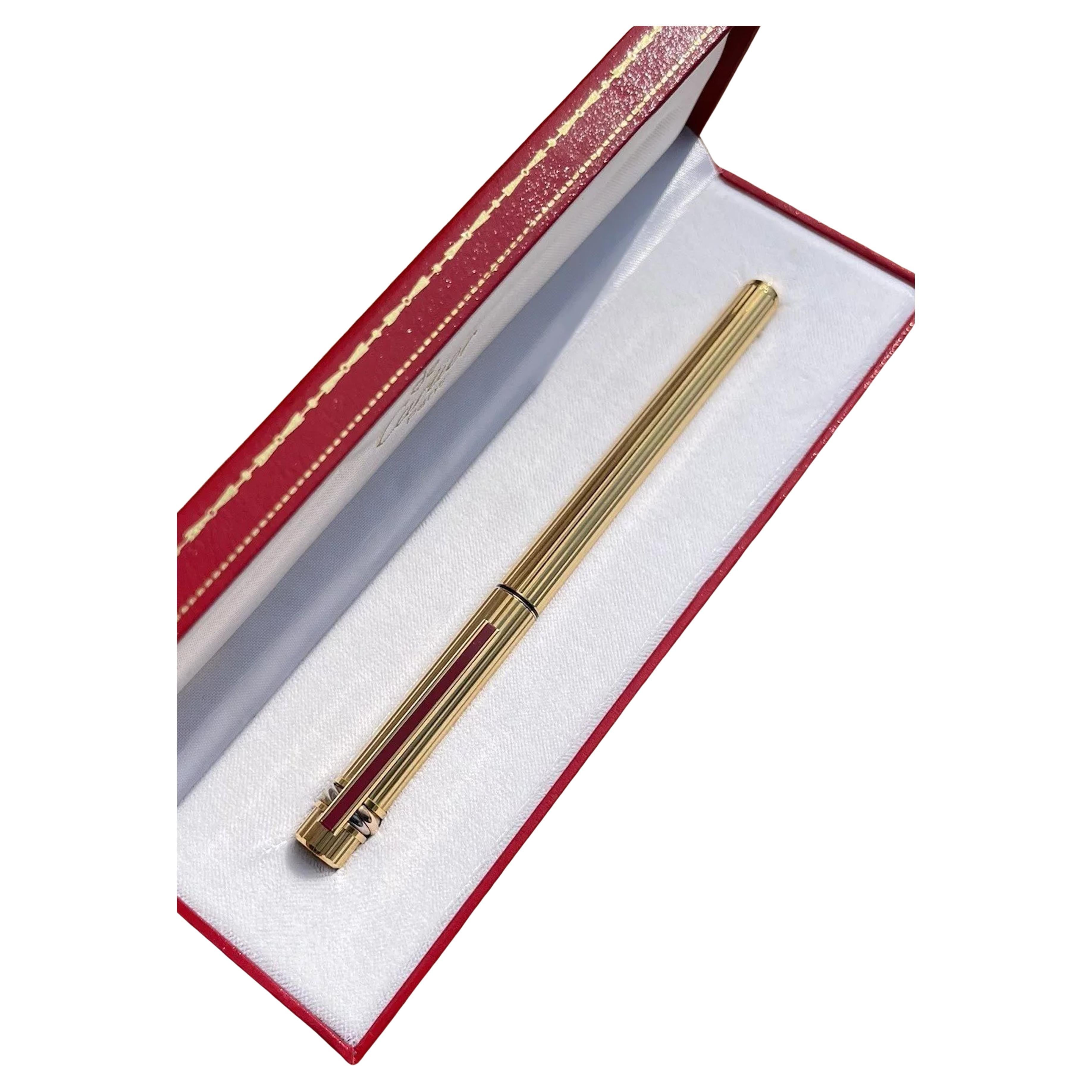 Cartier 18ct Gold Plated Trinity Fountain Pen With Gold Nib in Cartier ...