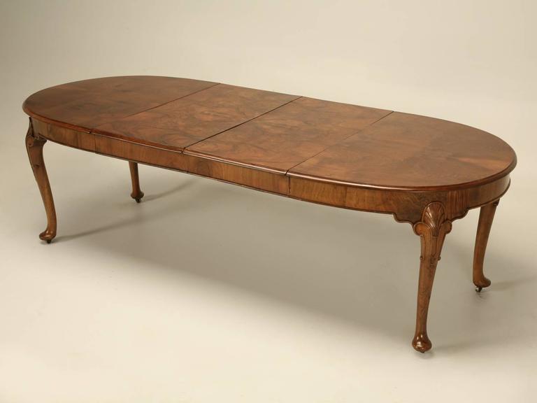 English Chippendale Dining Table in Burl Walnut at 1stDibs