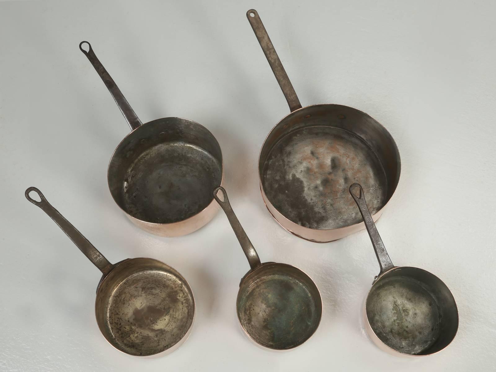 Antique French Copper Pan, Set of Five, circa 1800s at 1stDibs