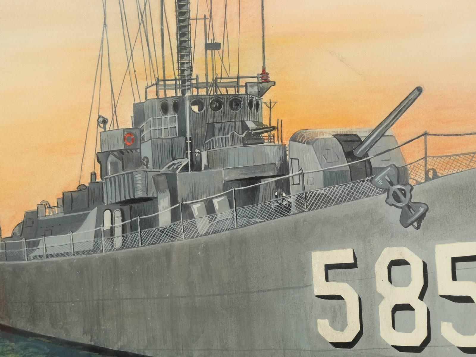 Original Watercolor of the USS Haraden a World War II Destroyer at 1stDibs