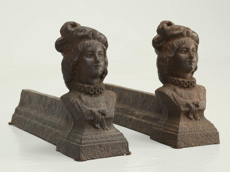 Antique French Cast Iron Andirons at 1stDibs