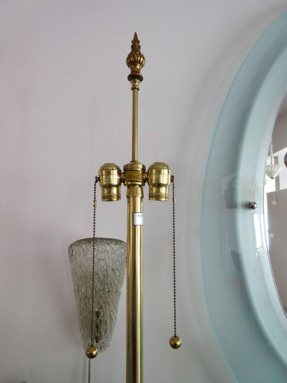 Large Pair of Vintage Green Murano Glass Marbro Lamps For Sale at 1stDibs