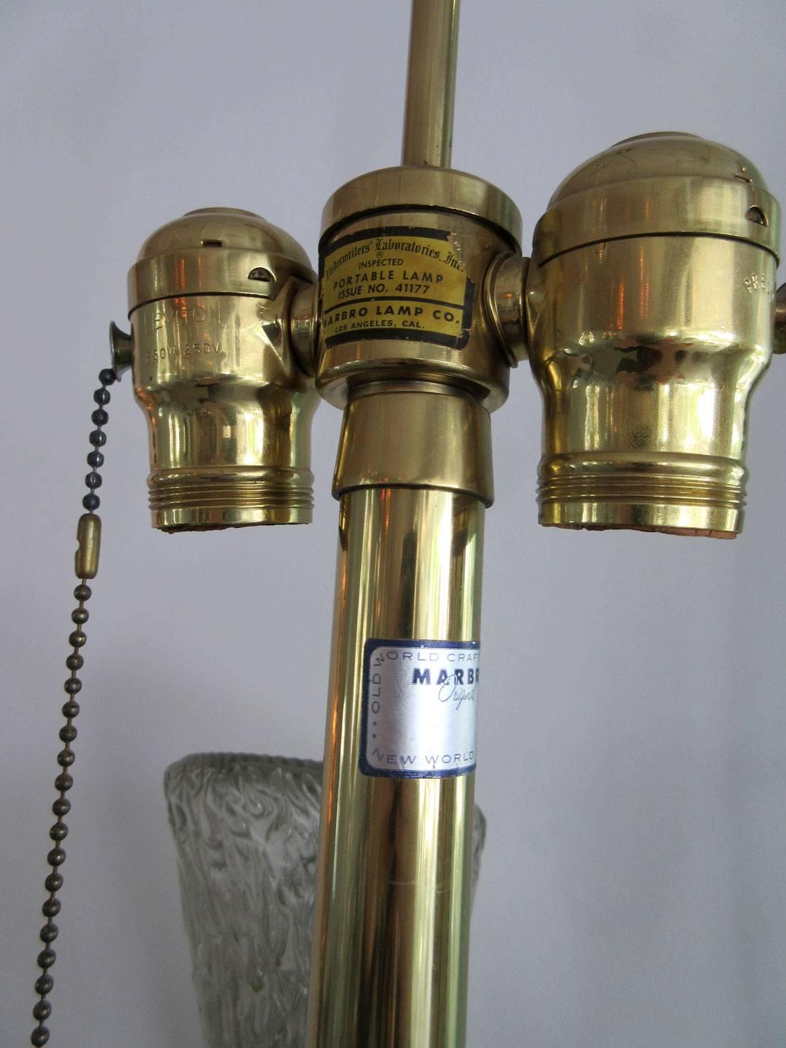 Large Pair of Vintage Green Murano Glass Marbro Lamps For Sale at 1stDibs
