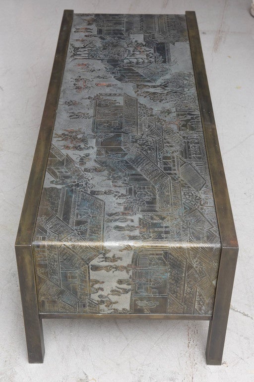 Signed LaVerne Bronze Waterfall Cocktail Table at 1stDibs