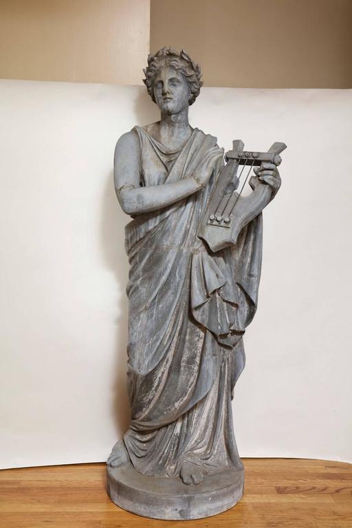 Pair of French Zinc Classical Statues Representing the Arts and ...