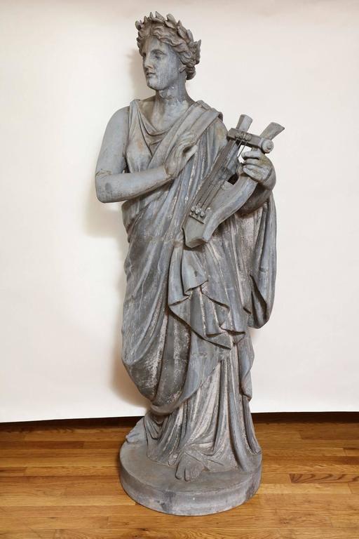 Pair of French Zinc Classical Statues Representing the Arts and ...