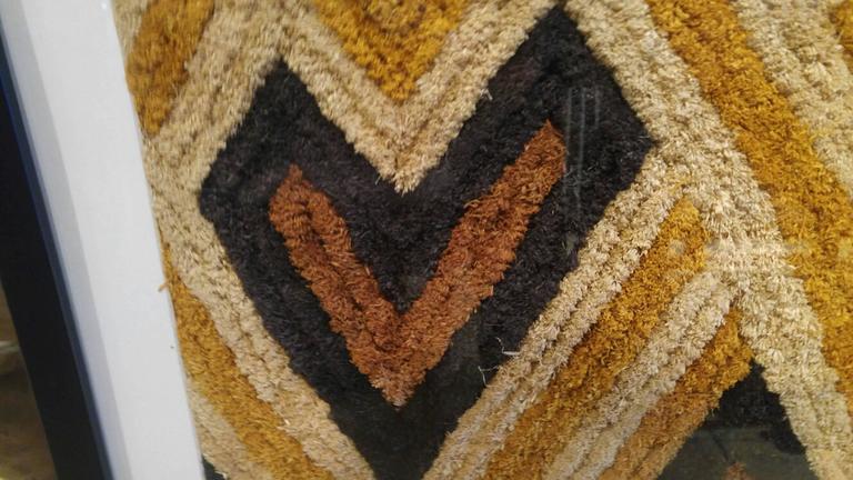 Kuba Cloth in Woven Raffia from Congo, Framed at 1stDibs