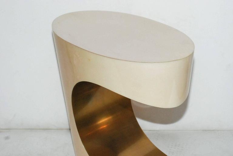 Pair of Parchment and Brass Side Tables at 1stDibs