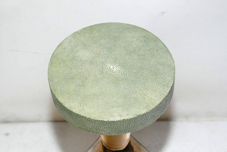 Pair of Brass and Shagreen Round Side Table at 1stDibs