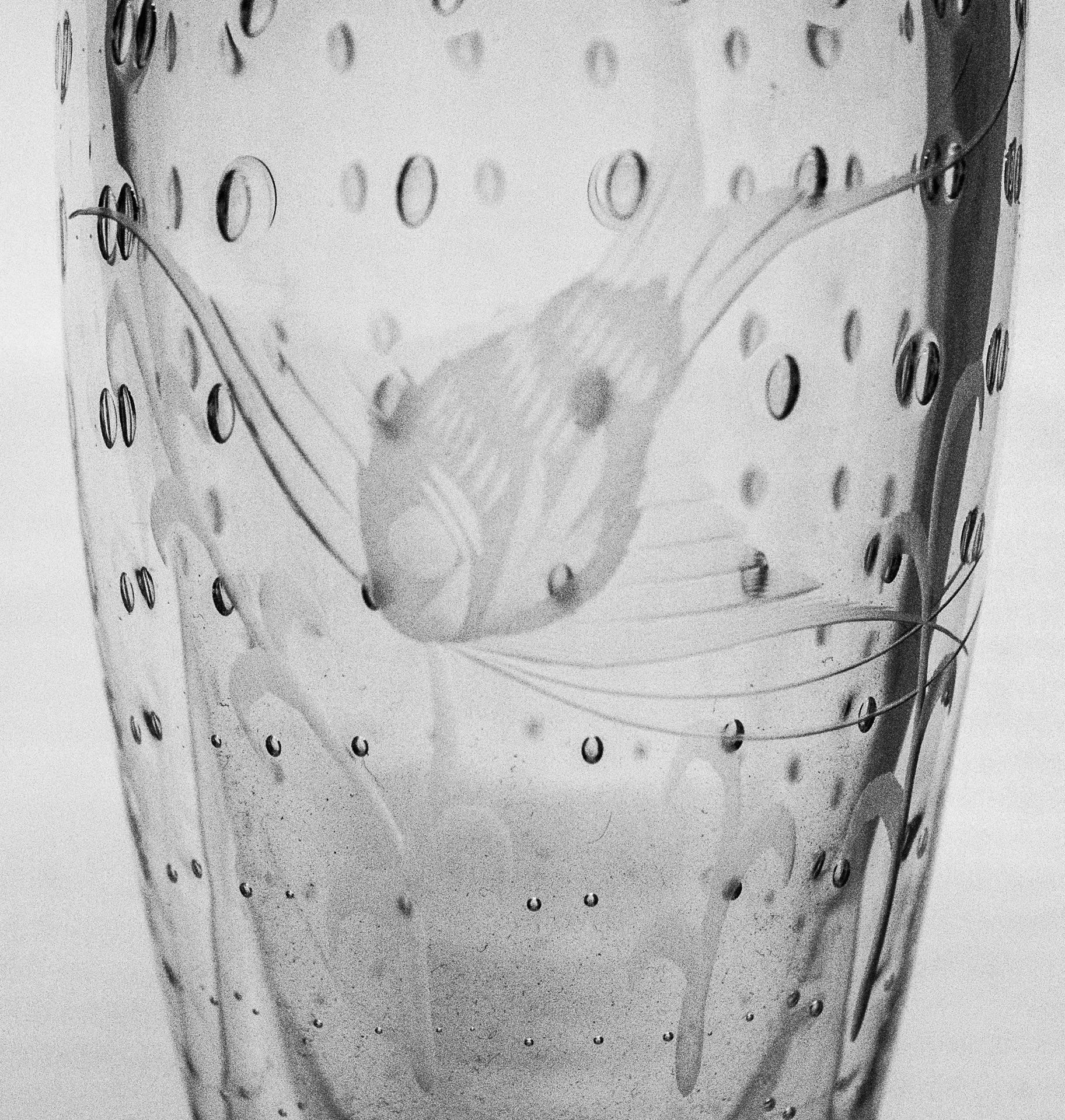 Little Glass Vase with Fish Etching at 1stDibs