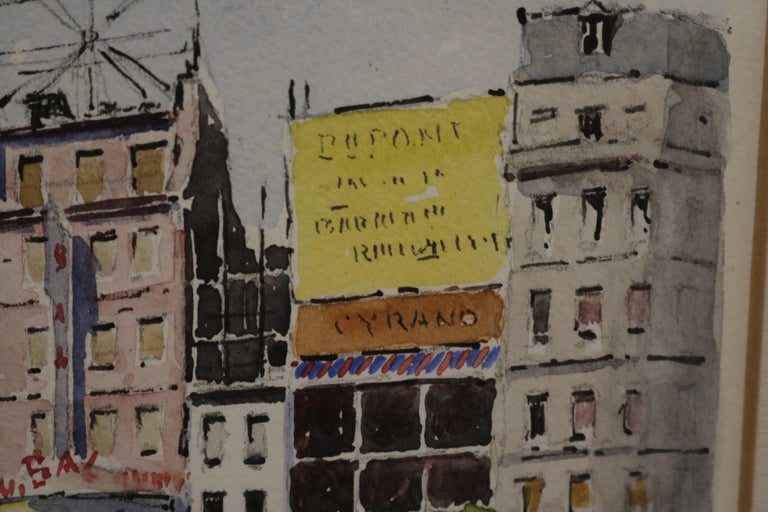 Framed Watercolor of the Moulin Rouge by French Artist Pipo at 1stDibs