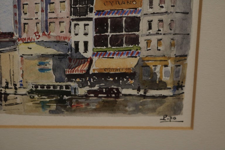 Framed Watercolor of the Moulin Rouge by French Artist Pipo at 1stDibs