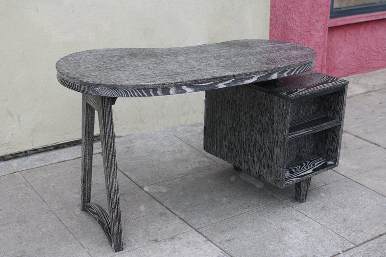 1950s Kidney Shape Top Cerused Desk at 1stDibs
