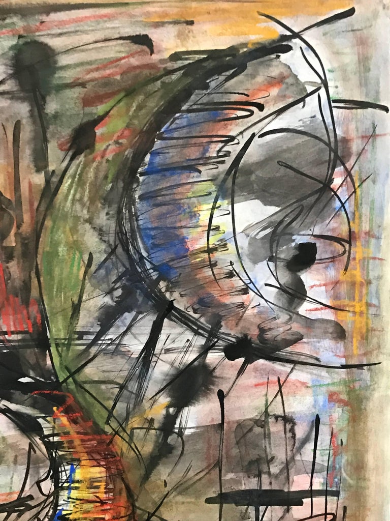 Tumultuous Abstract Watercolor and Pastel by French Painter France Cami ...
