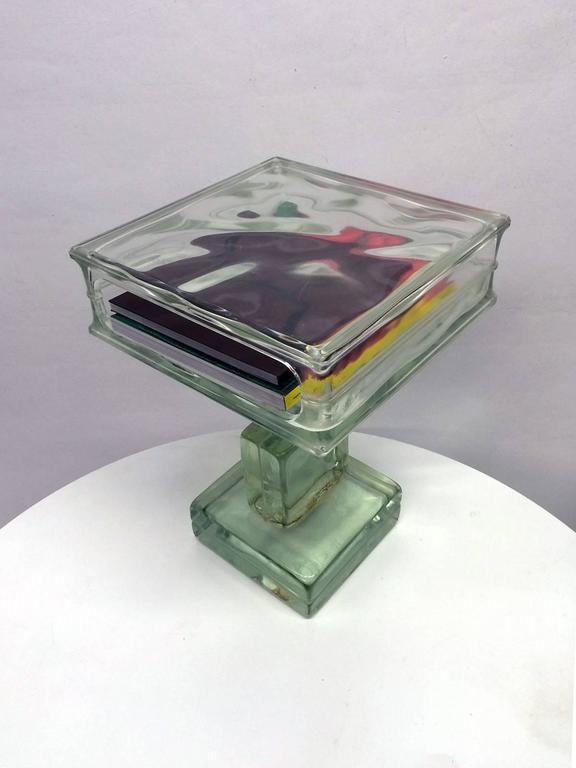 Unusual Glass Block Side Table at 1stDibs
