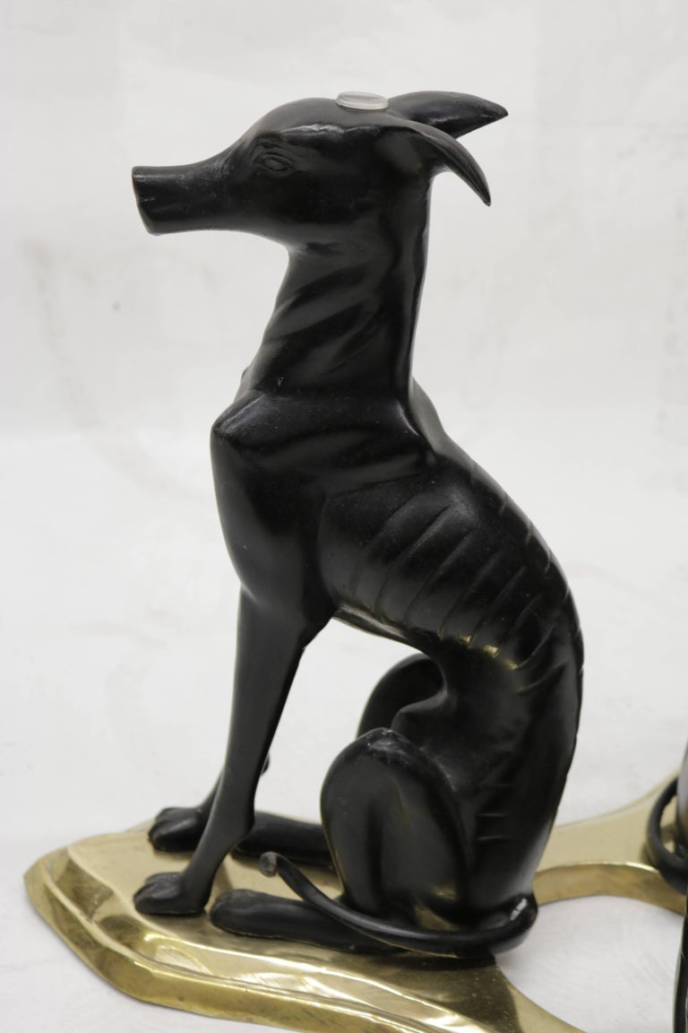 Three Bronze Greyhounds with a Glass Top Coffee Table by Maitland Smith ...