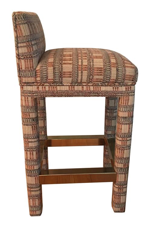 Chic Pair of 80s Parsons Style Bar Stools at 1stDibs