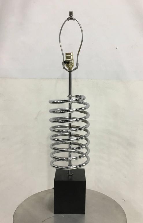 Pair of Chrome Coil Spring Lamps by Laurel For Sale at 1stDibs