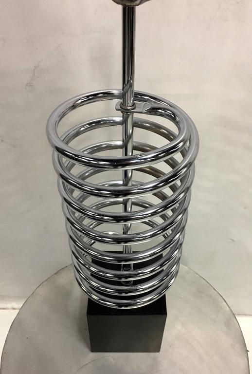 Pair of Chrome Coil Spring Lamps by Laurel For Sale at 1stDibs