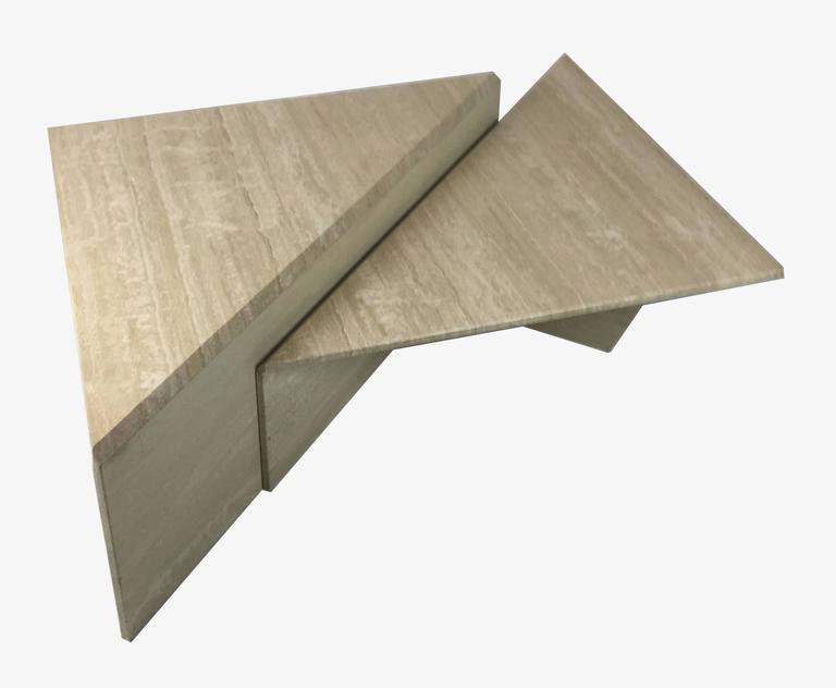 Large Sculptural Italian Travertine Bi-Level Coffee Table at 1stDibs ...