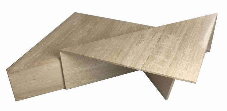 Large Sculptural Italian Travertine Bi-Level Coffee Table at 1stDibs ...