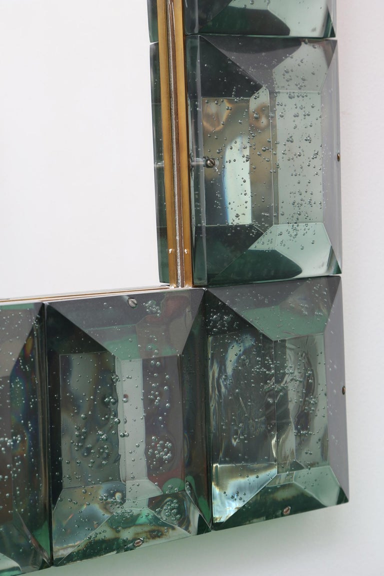 Contemporary Sea Green Diamond Murano Glass Blocks Mirror, In Stock For ...