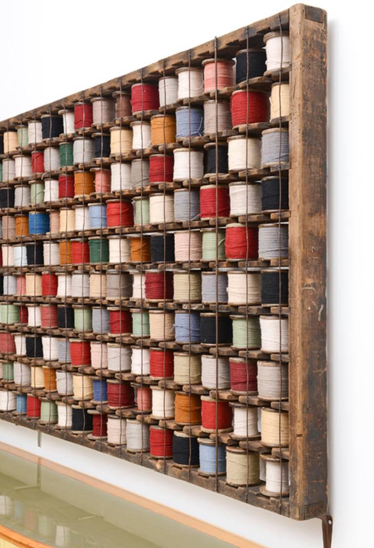Industrial Folk Art Wool Yarn Bobbin Rack at 1stDibs