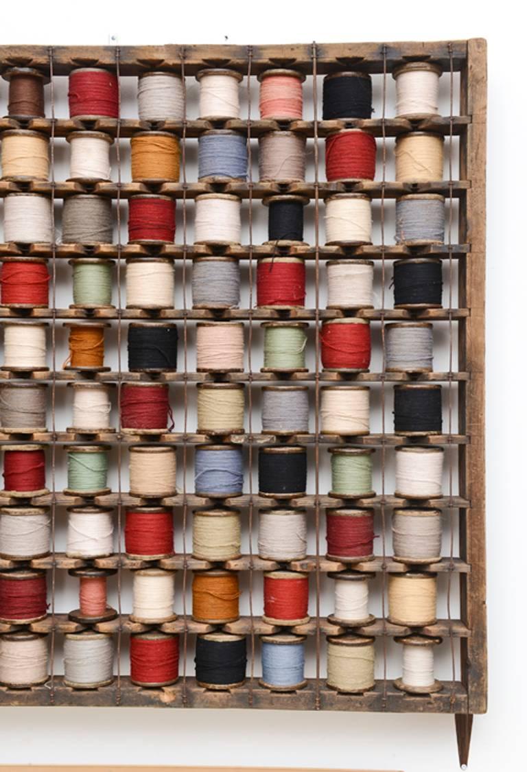 Industrial Folk Art Wool Yarn Bobbin Rack at 1stDibs