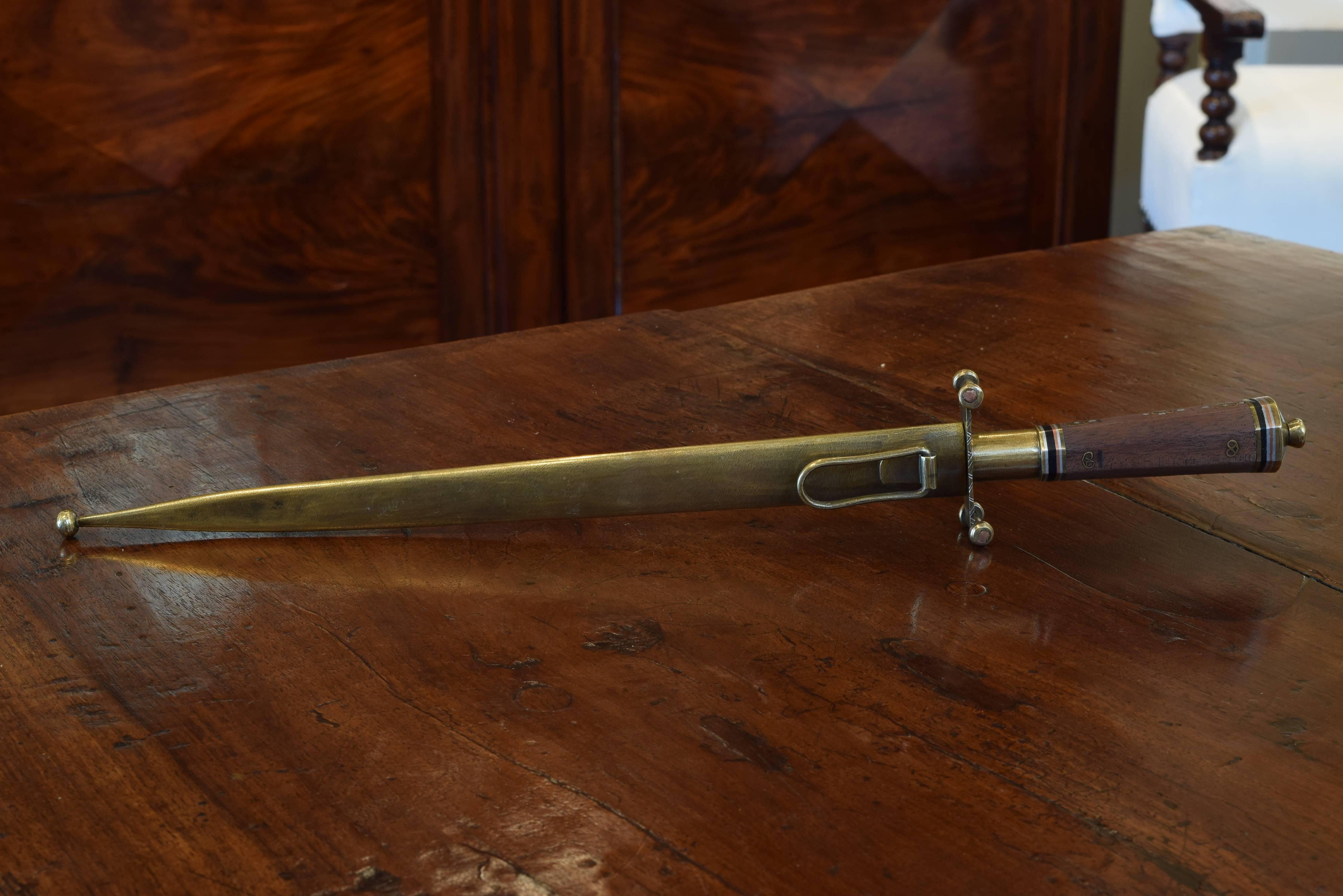 Moroccan Dagger Inlaid with Mother-of-pearl and Brass, Brass and Copper ...