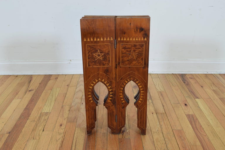 Continental Octagonal Folding Table, Various Woods, Pewter Inlay at 1stDibs