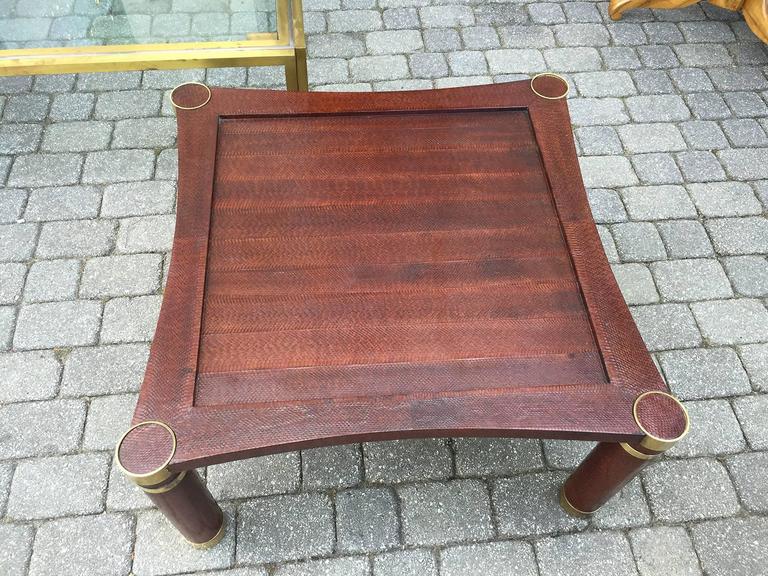 Python and Brass Round Leg Coffee Table Attributed to Karl Springer ...