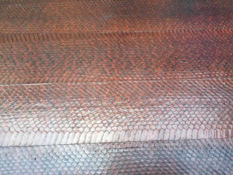 Python and Brass Round Leg Coffee Table Attributed to Karl Springer ...