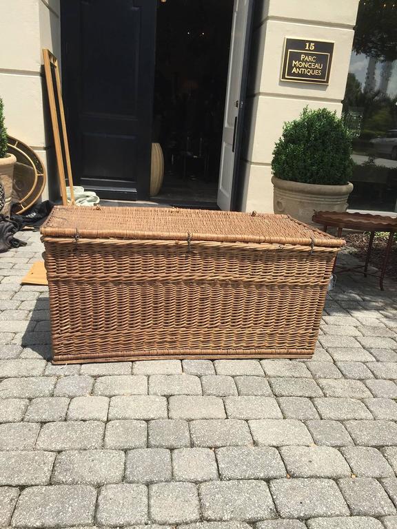 Early 20th Century Large Wicker Trunk at 1stDibs