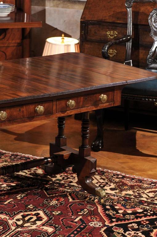 English Sheraton Mahogany Library Table, circa 1800s at 1stDibs