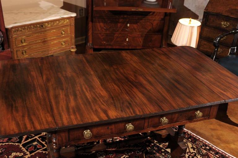 English Sheraton Mahogany Library Table, circa 1800s at 1stDibs