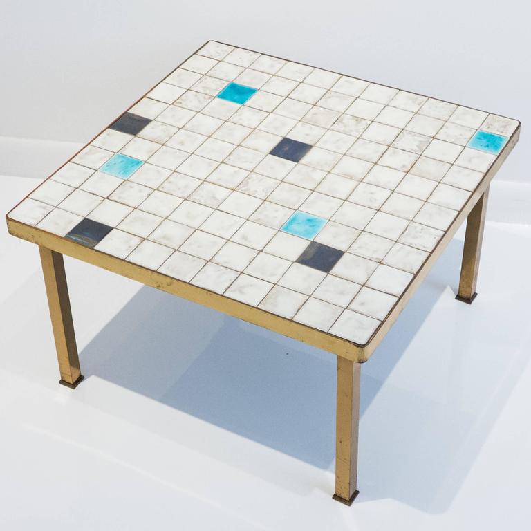 Mid-Century Ceramic Tile Side Table For Sale at 1stDibs