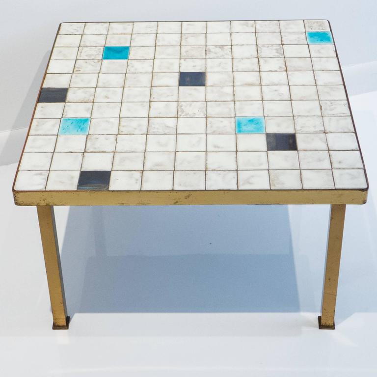 Mid-Century Ceramic Tile Side Table For Sale at 1stDibs