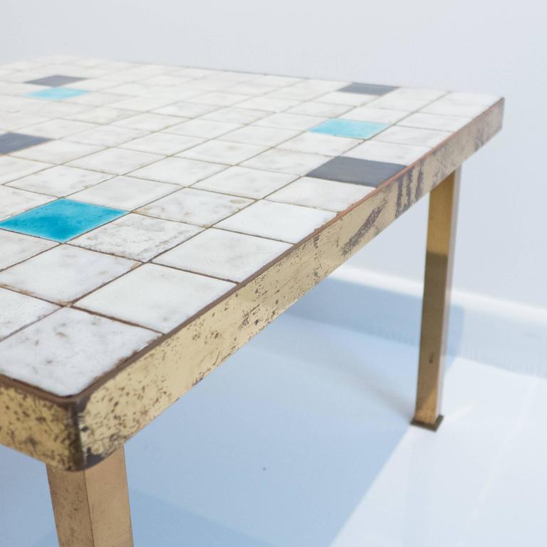 Mid-Century Ceramic Tile Side Table For Sale at 1stDibs